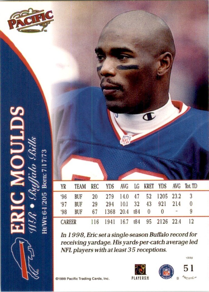 1999 Pacific Eric Moulds Buffalo Bills #51 NFL Football Card | eBay
