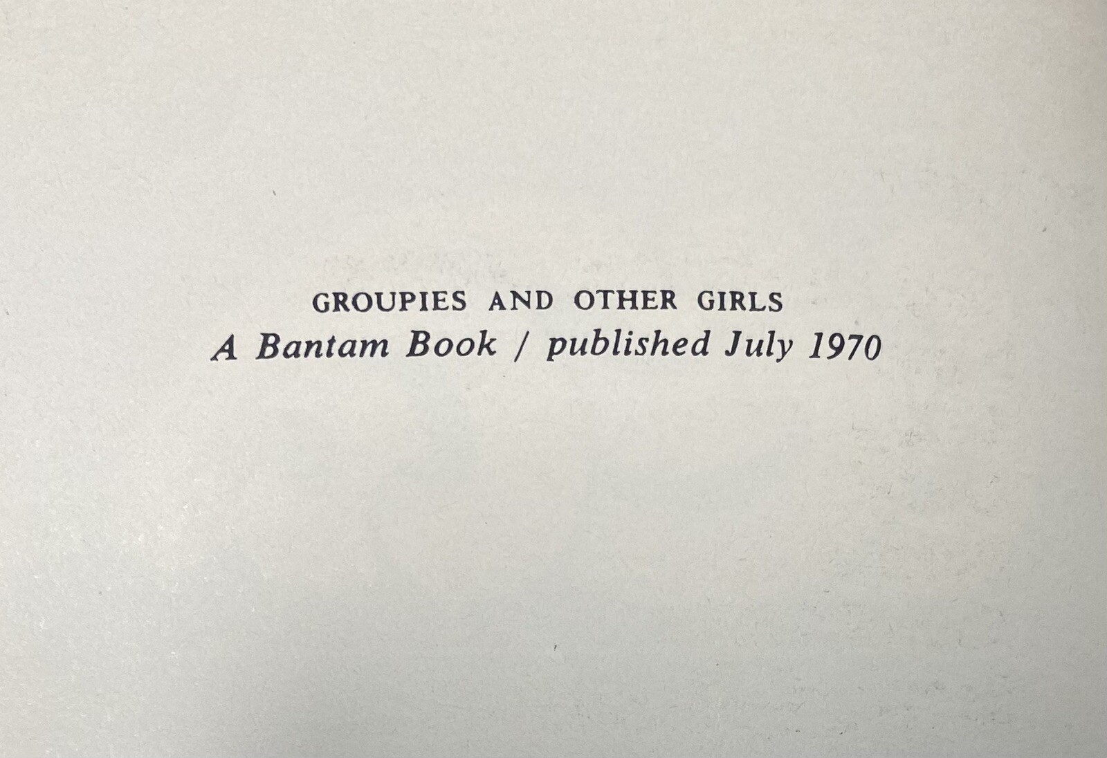 Groupies And Other Girls Rolling Stones Paperback 1970 | eBay