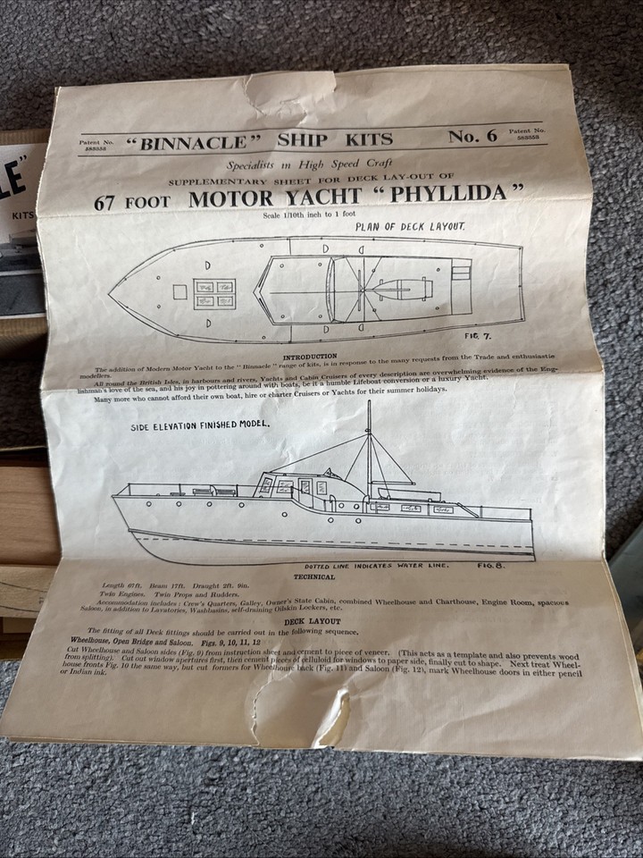 Binnacle Ship Kits No. 6 67ft Motor Yacht “Phyllida” Scale 1 1/10 | eBay UK