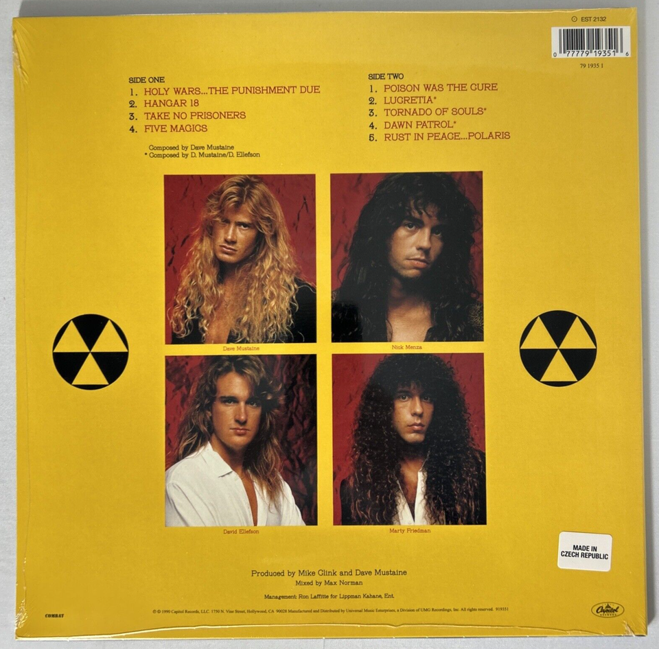 Megadeth, Rust In Peace - Vinyl LP Album Reissue - New Sealed - Capitol ...