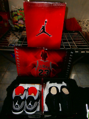 AIR Jordan 3 BLACK CEMENT AJ 20 Countdown Pack 2008 COLLEZIONE Nike CDP ...