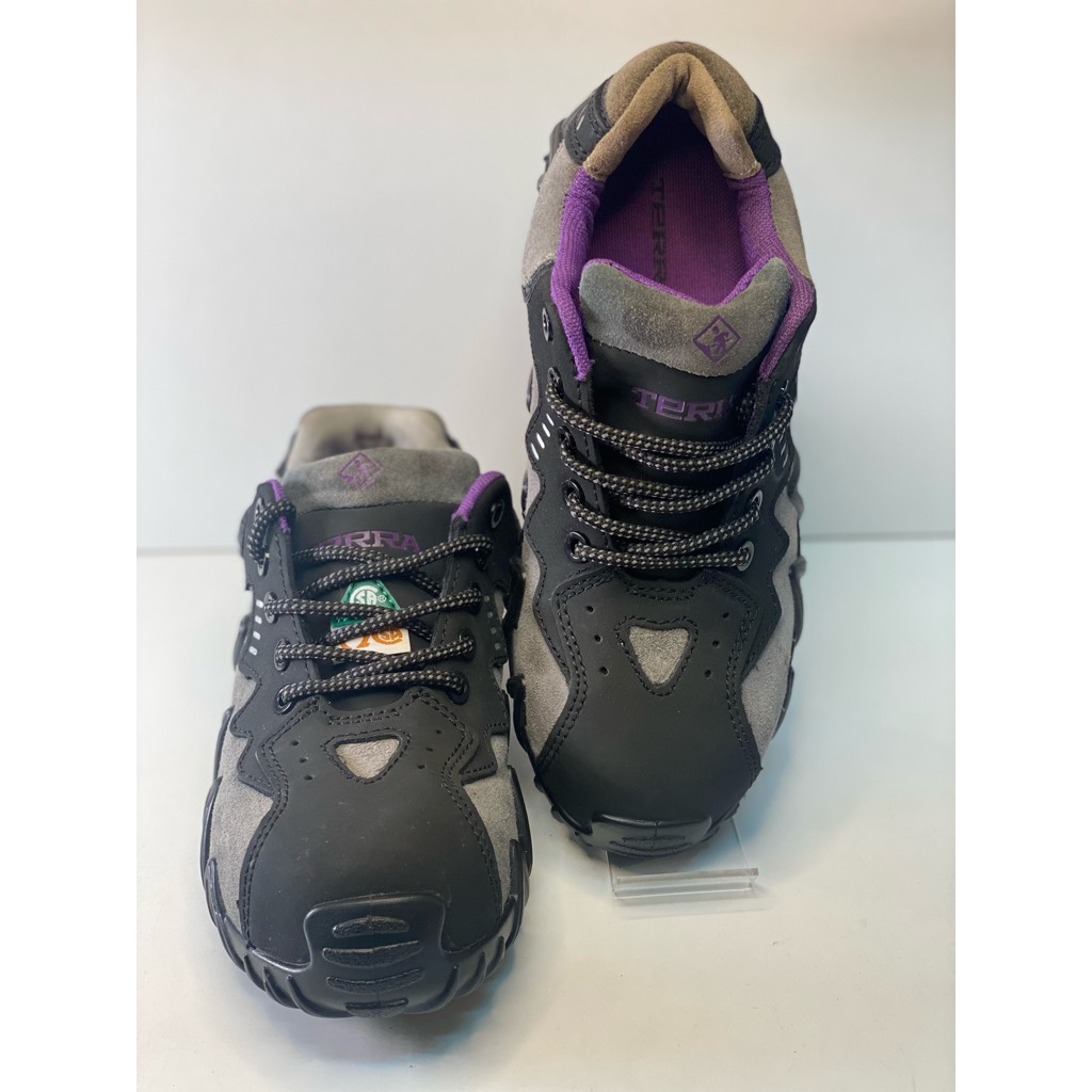 Terra Womens Spider Work Safety Shoes Black Purple Leather Lace Up Non ...