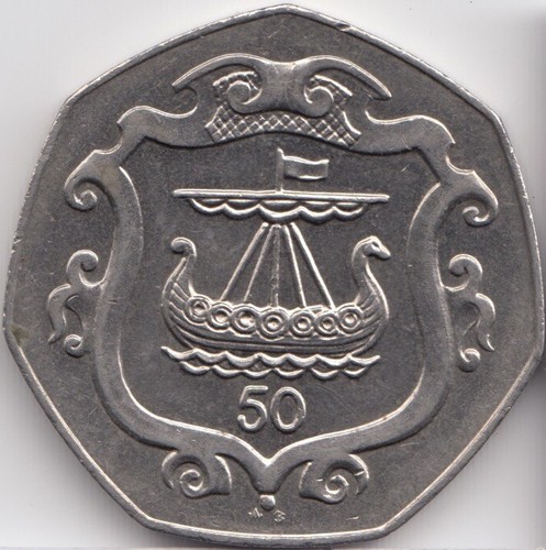 Isle Of Man IOM MANX Viking Longboat Longship 50p Fifty Pence Rare ...