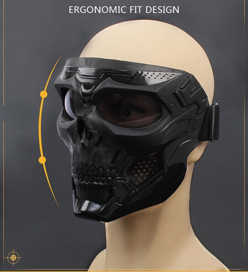 Skull Tactical Airsoft Mask Halloween Full Face Protective Helmet With ...