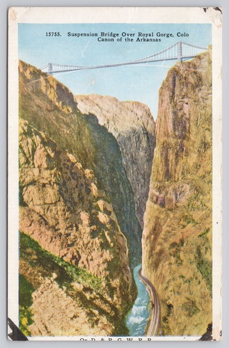 Vintage Royal Gorge Suspension Bridge Colorado White Border Postcard | eBay