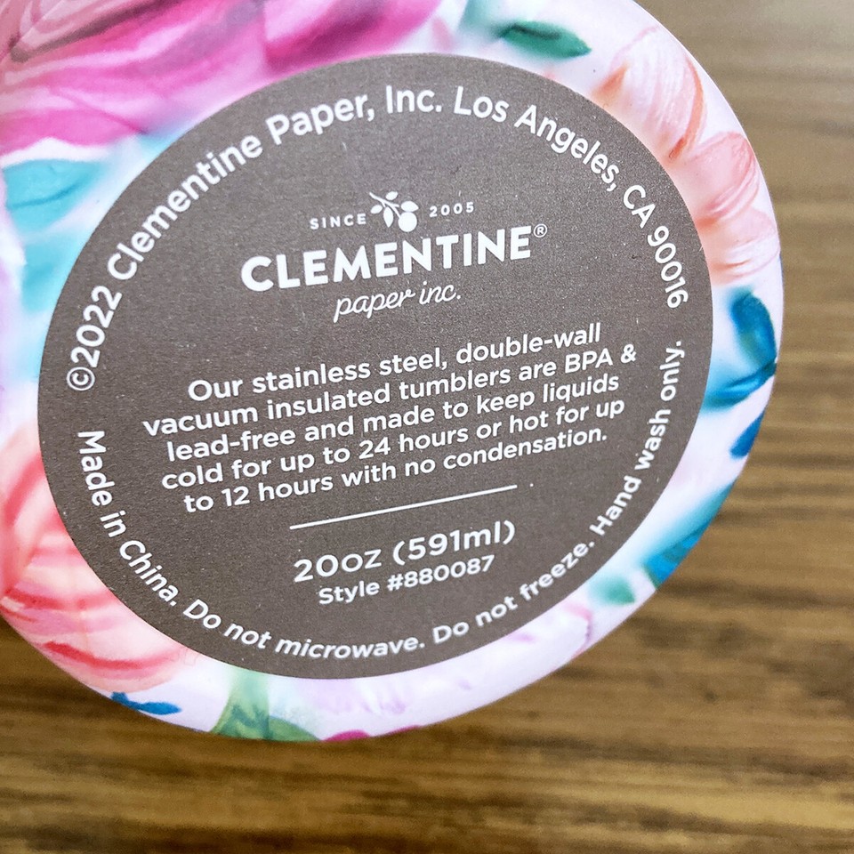 Clementine Thermal Travel Coffee Mug 20 oz Hot Cold Cup Insulated ...