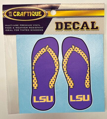 LSU TIGERS FLIP FLOPS Vinyl Decal 4" Car Window Sticker Louisiana State ...