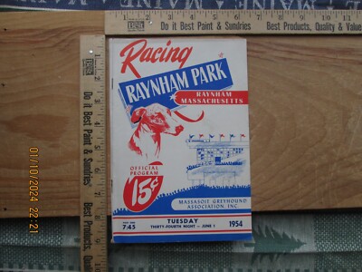 RAYNHAM PARK Massachusetts DOG greyhound racing program 1954 | eBay