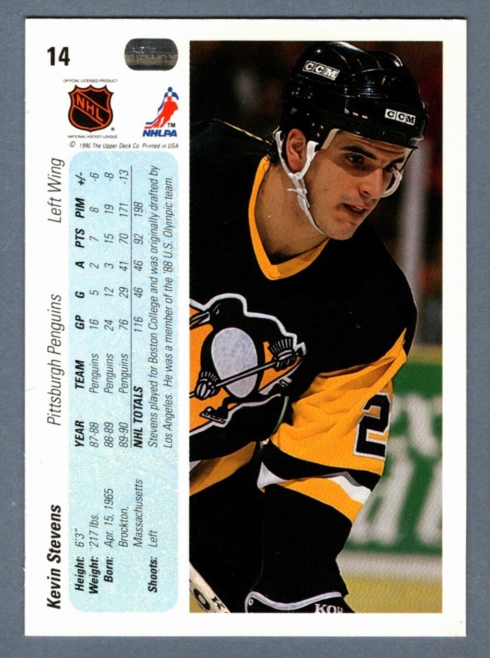 Kevin Stevens Signed 1990-91 Upper Deck NHL Rookie RC #14 LSCM COA ...