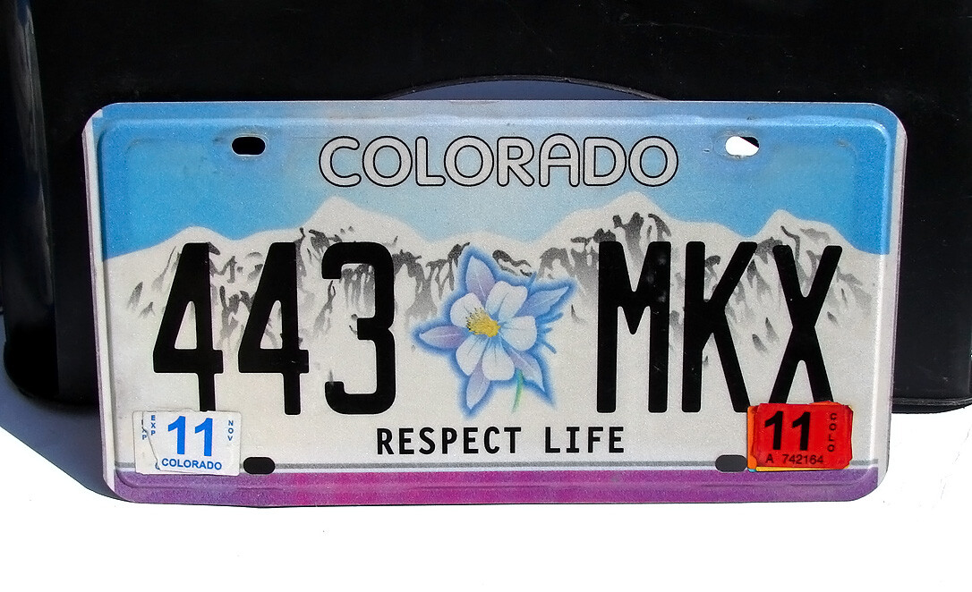 Colorado RESPECT LIFE License Plate COLUMBINE FLOWER SUPERB QUALITY ...