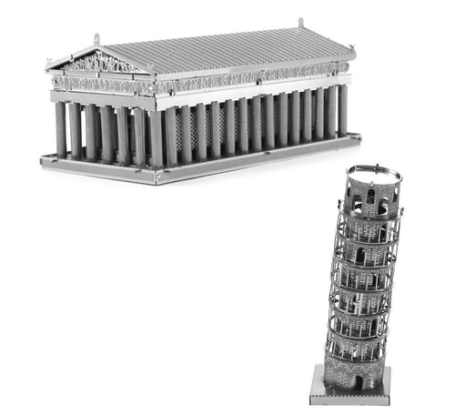 SET of 2 Fascinations Metal Earth Tower of Pisa & Parthenon 3D Steel ...