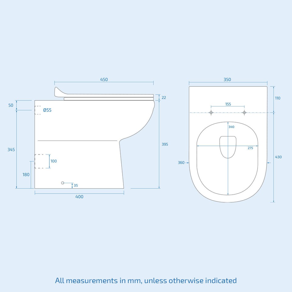 Modern 500mm Grey 2 Drawer Vanity Cabinet with Basin WC Toilet Unit ...