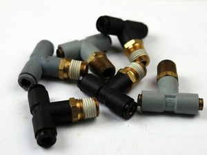 LOT OF (6) 1/4" PLASTIC AIR LINE TEE'S-PUSH LOCK FITTINGS (A-1-2-7-10 ...
