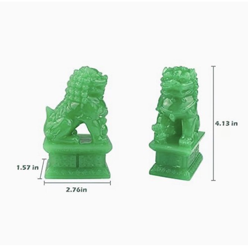 Wealth & Prosperity Pair of Fu Foo Dogs Feng Shui Guardian Lion Statues ...