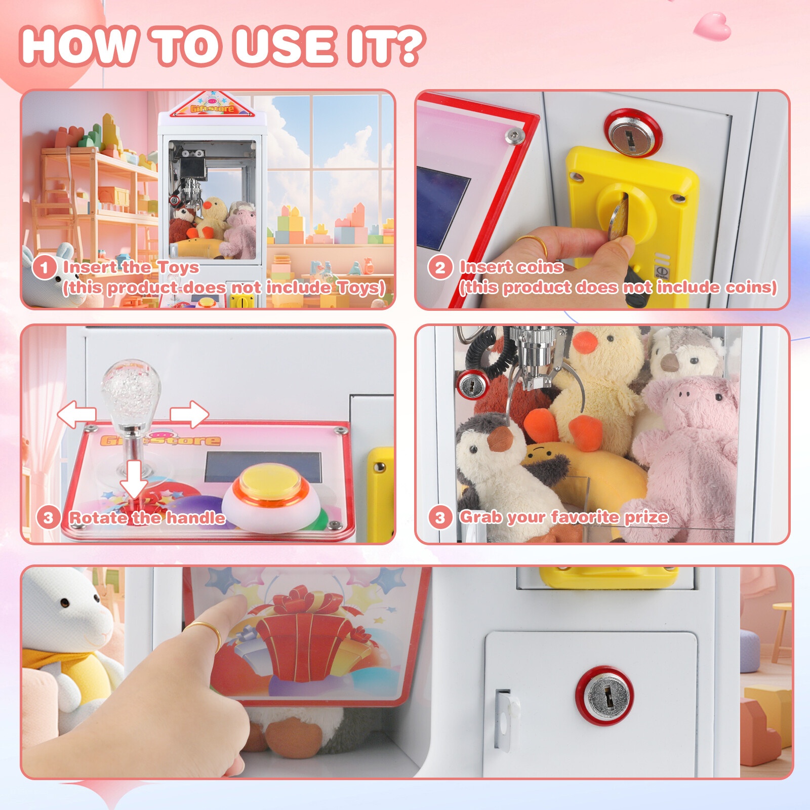 LAKAGO 110V Crane Claw Machine Candy Toy Grabber Catcher for Carnival ...