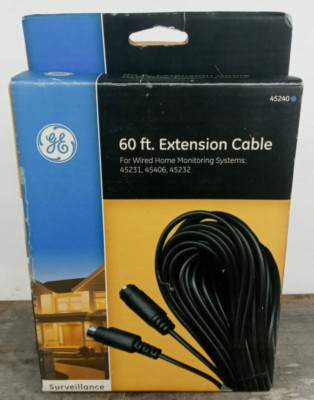 GE 60 ft Foot Extension Cable for Surveillance Wired Home Monitoring ...