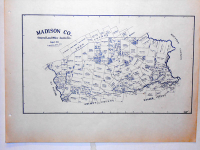 Old Madison County Texas Land Office Owner Map Madisonville Midway ...
