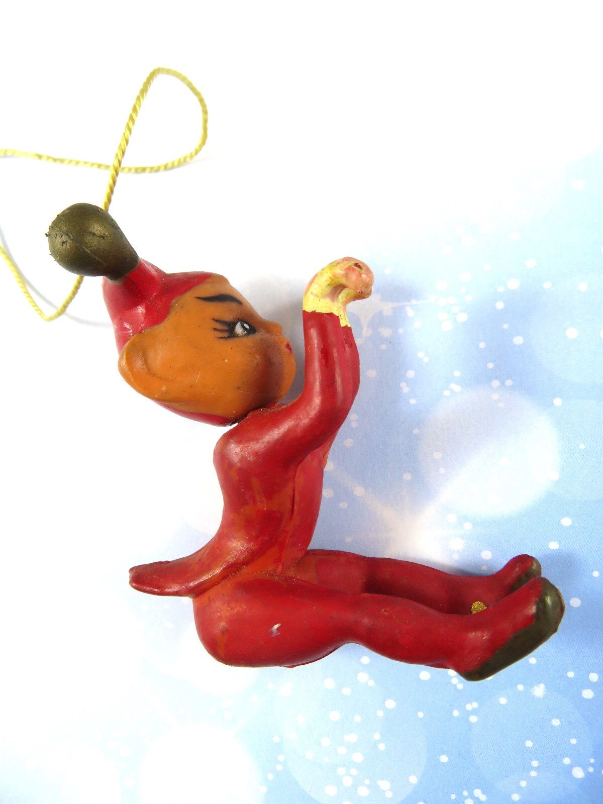 Vintage Rubber Pixie Elf Red Ornament 1960s Marked Hong Kong Can Hang ...