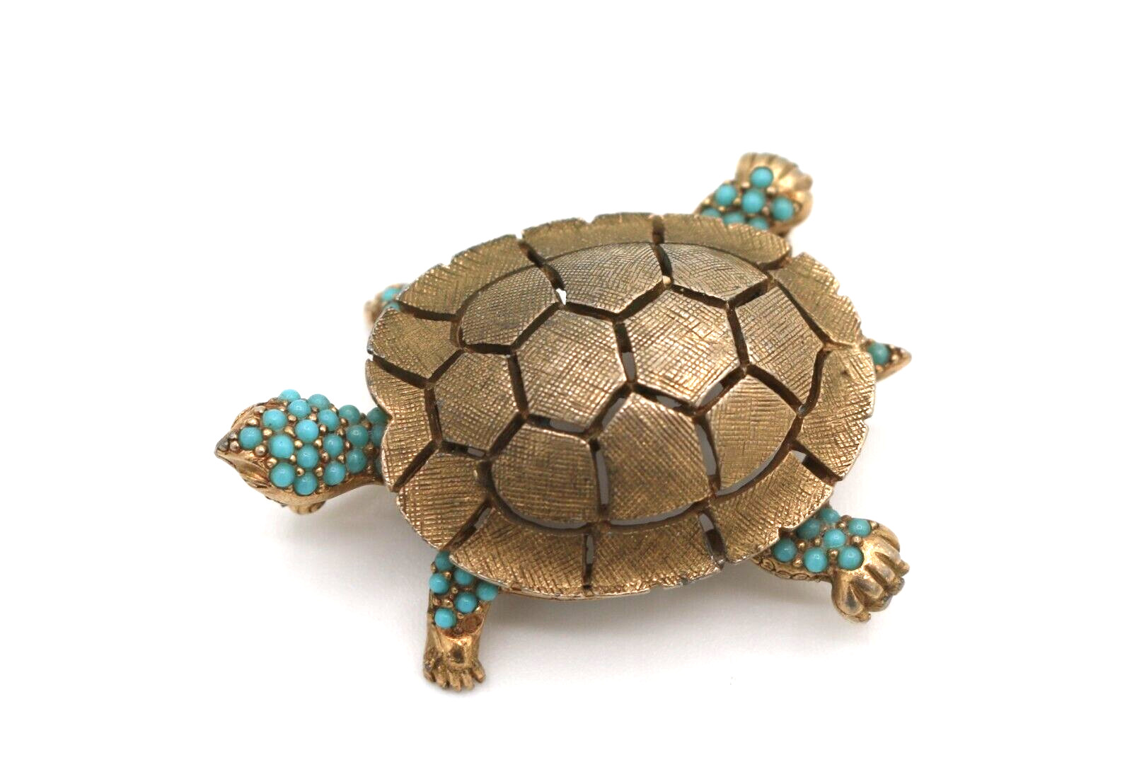 Rare! Vintage Ciner Signed Turquoise Turtle Pin Brooc… - Gem