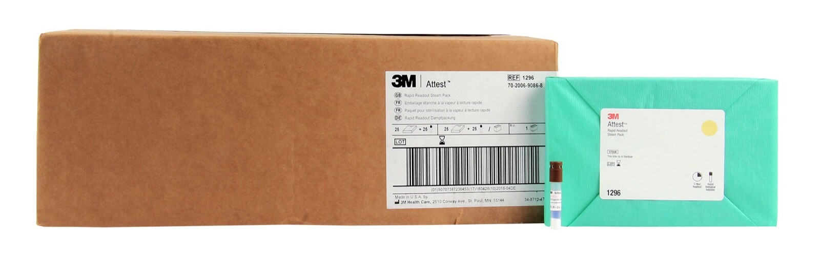 3m 1296 Attest Rapid Readout Test Pack Brown Cap - Case of 25 Tests 5 ...