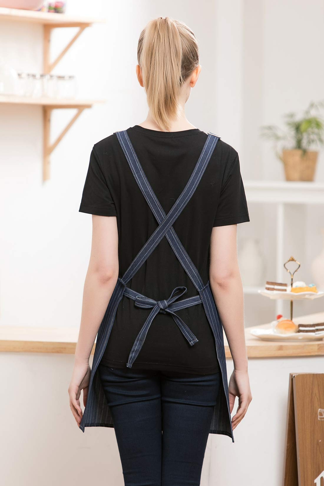 Denim Cross-Back Chef Bib Apron with Pockets for Men and Women Blue ...