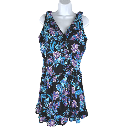 Swim 365 Swimsuits For All One Piece Swim Dress Size 20 Floral Ruffle ...
