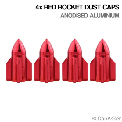 4x Red Rocket Car Bike Motorcycle BMX Wheel Tyre Valve Aluminium Dust ...