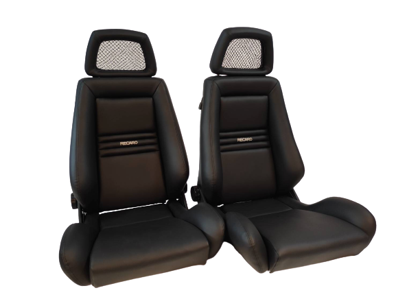 Recaro LX Black Leather Net Headrest Seats PAIR OF AUTHENTIC | Full Set ...