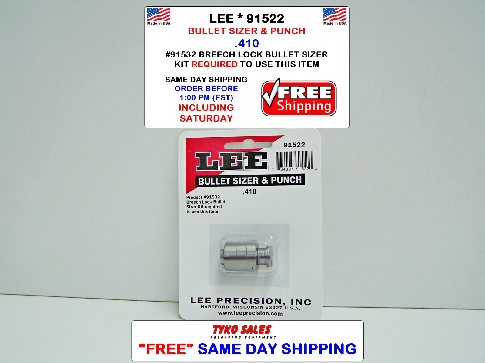 Lee Reloading Bullet Sizer & Punch .410 91522 for sale online | eBay