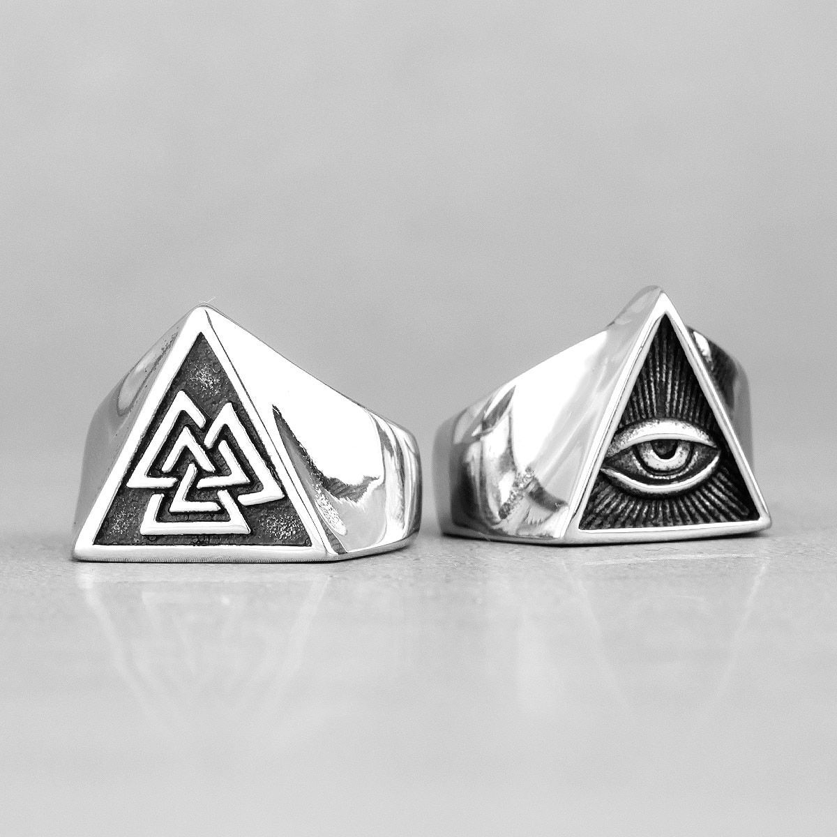 Odin Viking Myth Triangle Men Ring Masonic Stainless Steel Simple ...