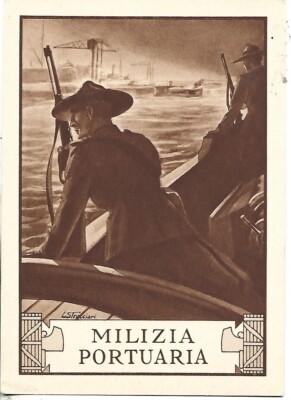 1942 ITALY FASCIST PROPAGANDA PORT MILITIA POSTAL STATIONERY CARD COVER ...