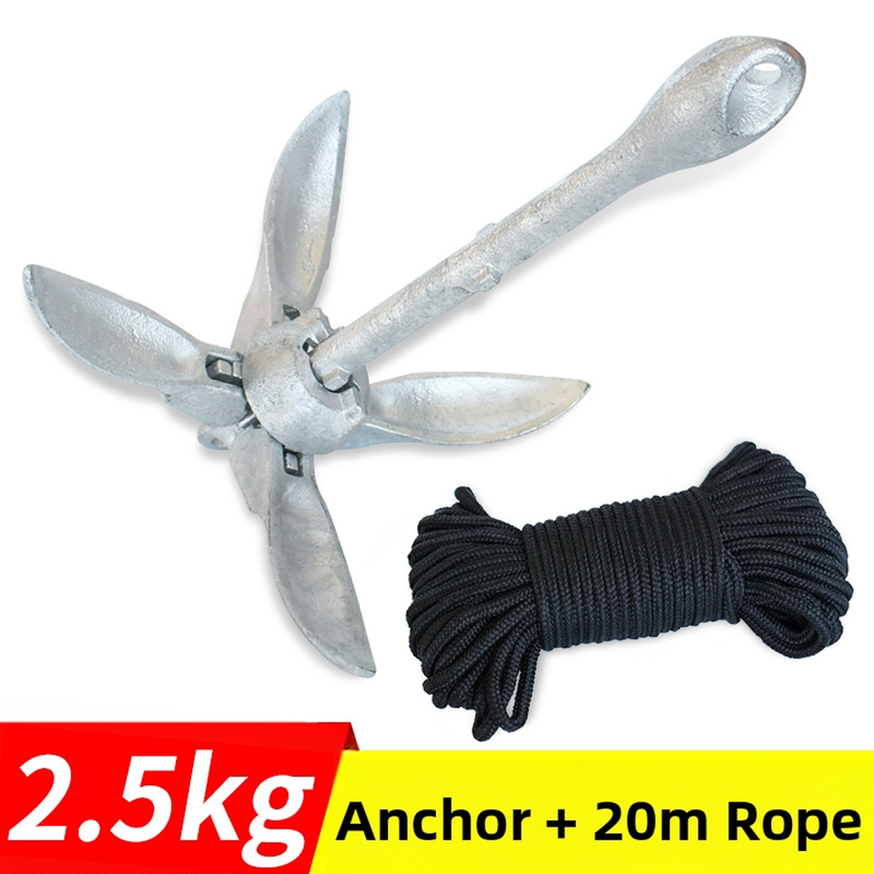 Rust Resistant Inflatable Boat Anchor 1.5 2.5 3.2kg with 20m Galvanized ...