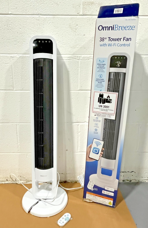 OmniBreeze Tower Fan with Internal Oscillation & remote control 38 ...