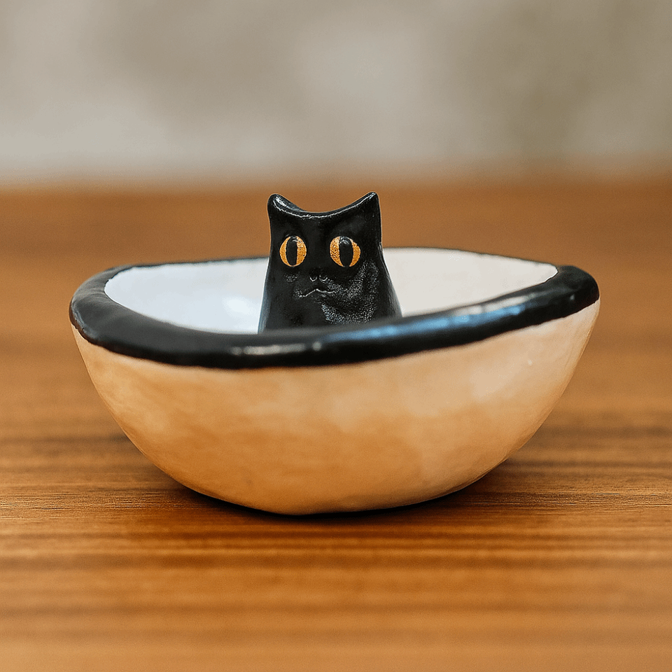 Cute Cat Ring Holder Resin Ring Dish Crafts Kitten Ring Stand Entrance ...