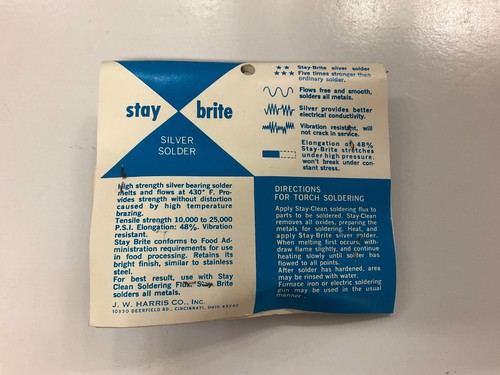 Harris Stay Brite Silver Solder & Stay Clean Liquid Flux Kit Vintage ...