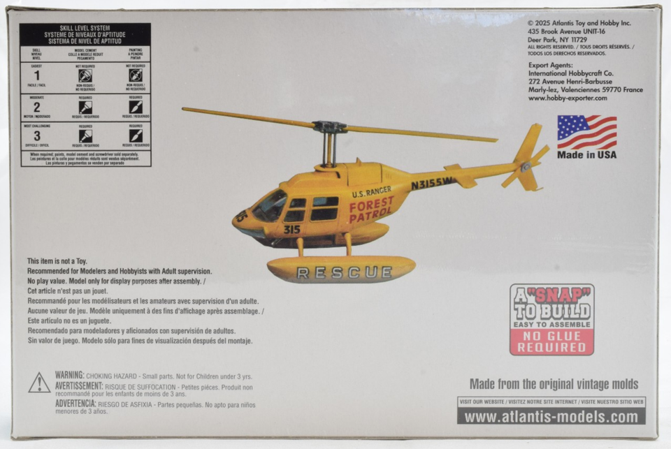 Atlantis Forest Ranger Rescue Chopper 2-N-1 1:72 Snap Model Helicopter ...