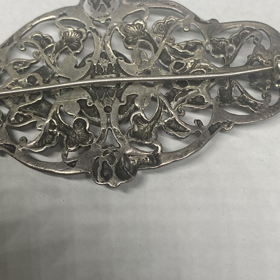 Signed BOMA Sterling Silver 925 Pink Moonstone Or MOP Marcasite Pin ...