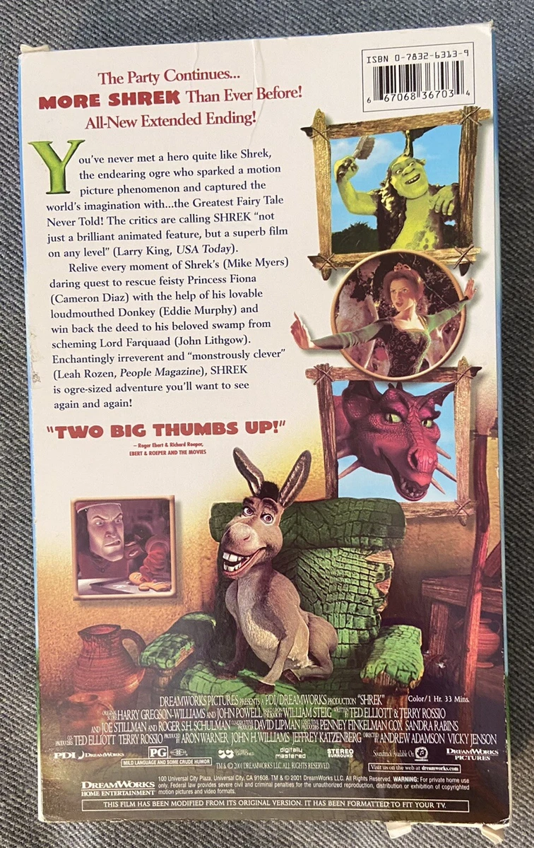 Shrek Vhs 2001 Ebay