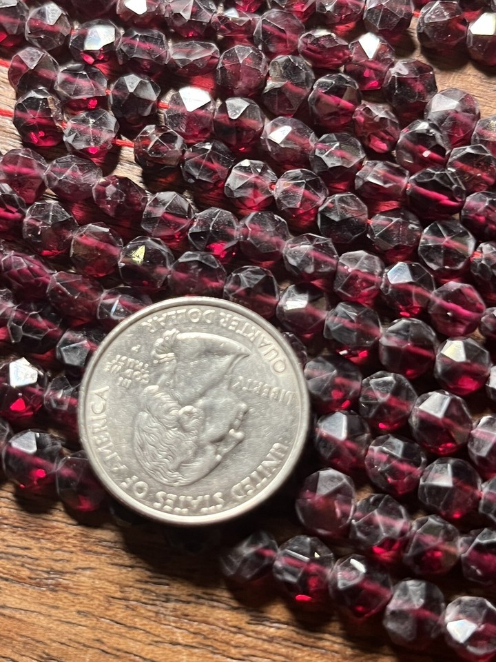 Deep Red Pink 5mm Round Rose Cut Garnet Gemstone Beads 14in Strand | eBay