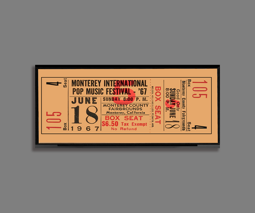 Monterey Pop Festival 1967 Concert Ticket Stub Art Print Poster | eBay