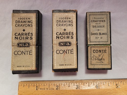 2 Vintage Conte Carres Noirs No. 3 Drawing Crayons in original boxes ...