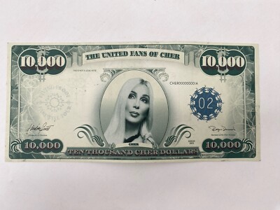 Cher Promo Prop 10,000 Dollar Bill Money Record Label Promotion 2002 ...