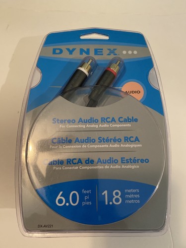 Dynex Premium RCA Audio Cable Left Right Gold Plated 6ft Instrument ...