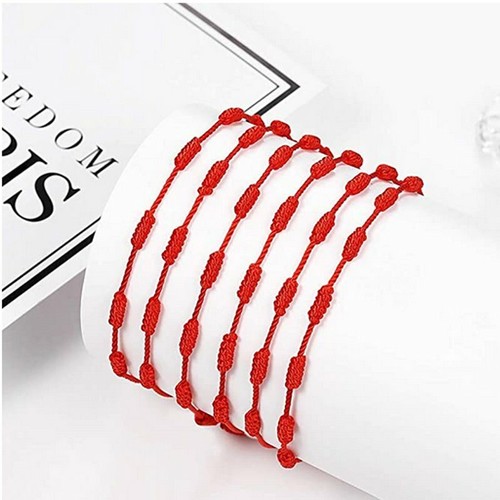 7 Knots Good Luck Red Bracelets Kabbalah Amulet Thread String Anklet ...