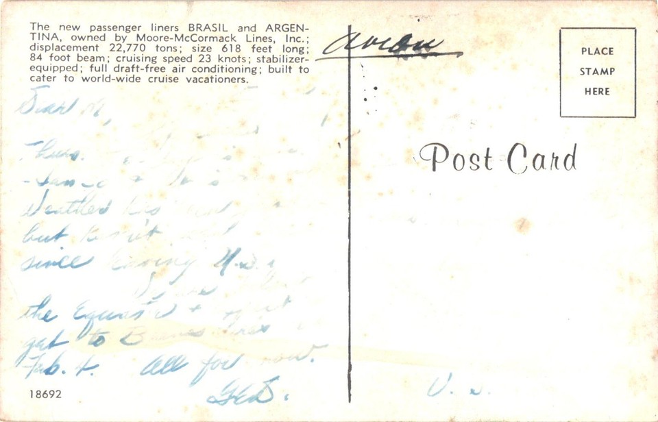 The New Passenger Liners Brasil and Argentina, Moore-McCormack Lines ...