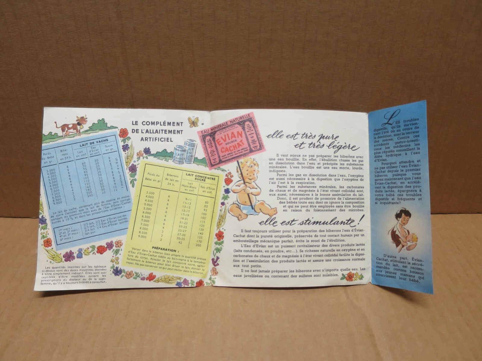 EVIAN source CACHAT ancienne publicité 3 volets eau des tout petits ...