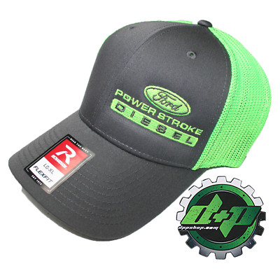 Ford Powerstroke trucker hat richardson Charcoal Gray Green mesh flex ...