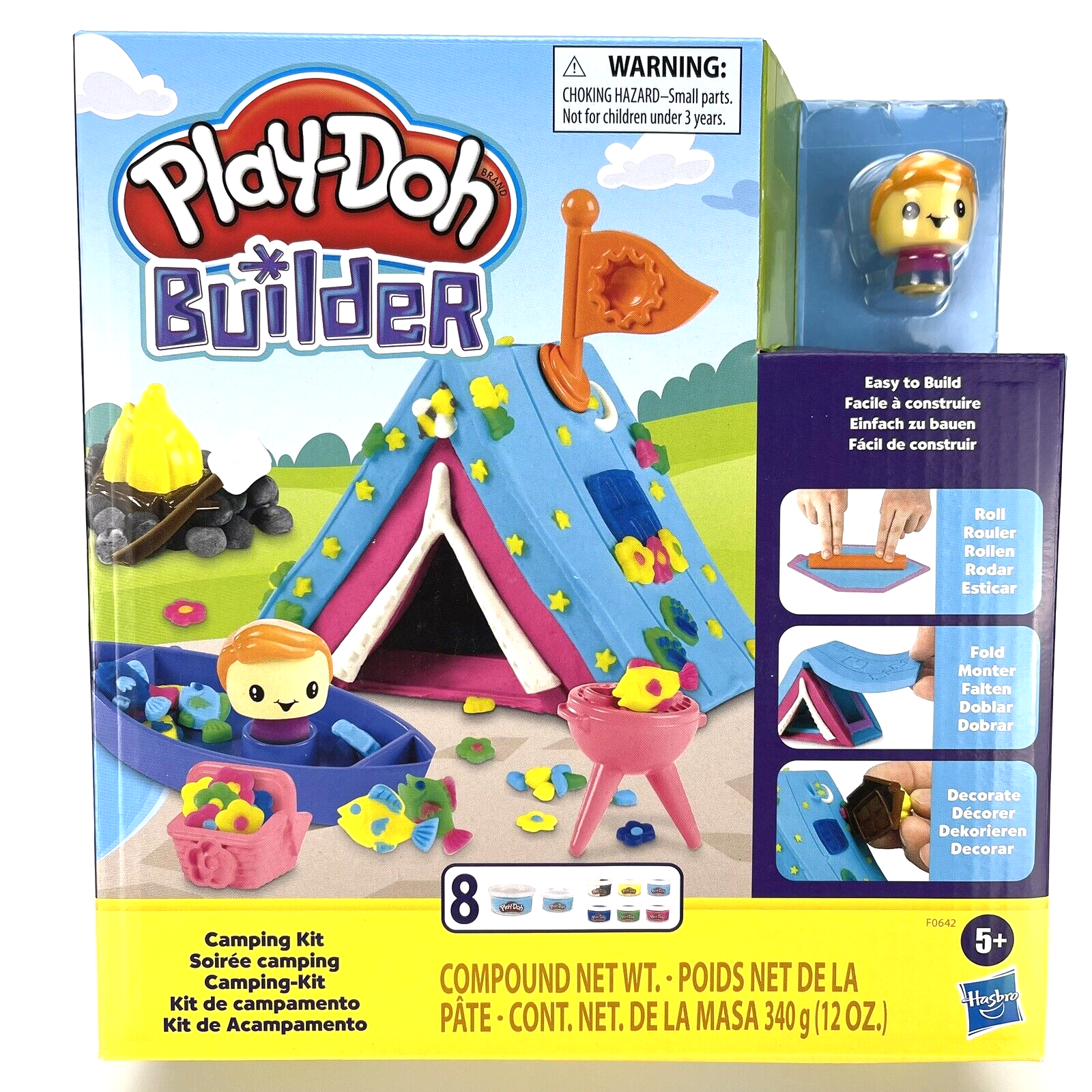 Play-Doh Builder Camping Kit Building Toy for Kids Ages 5+ with 8 Cans ...