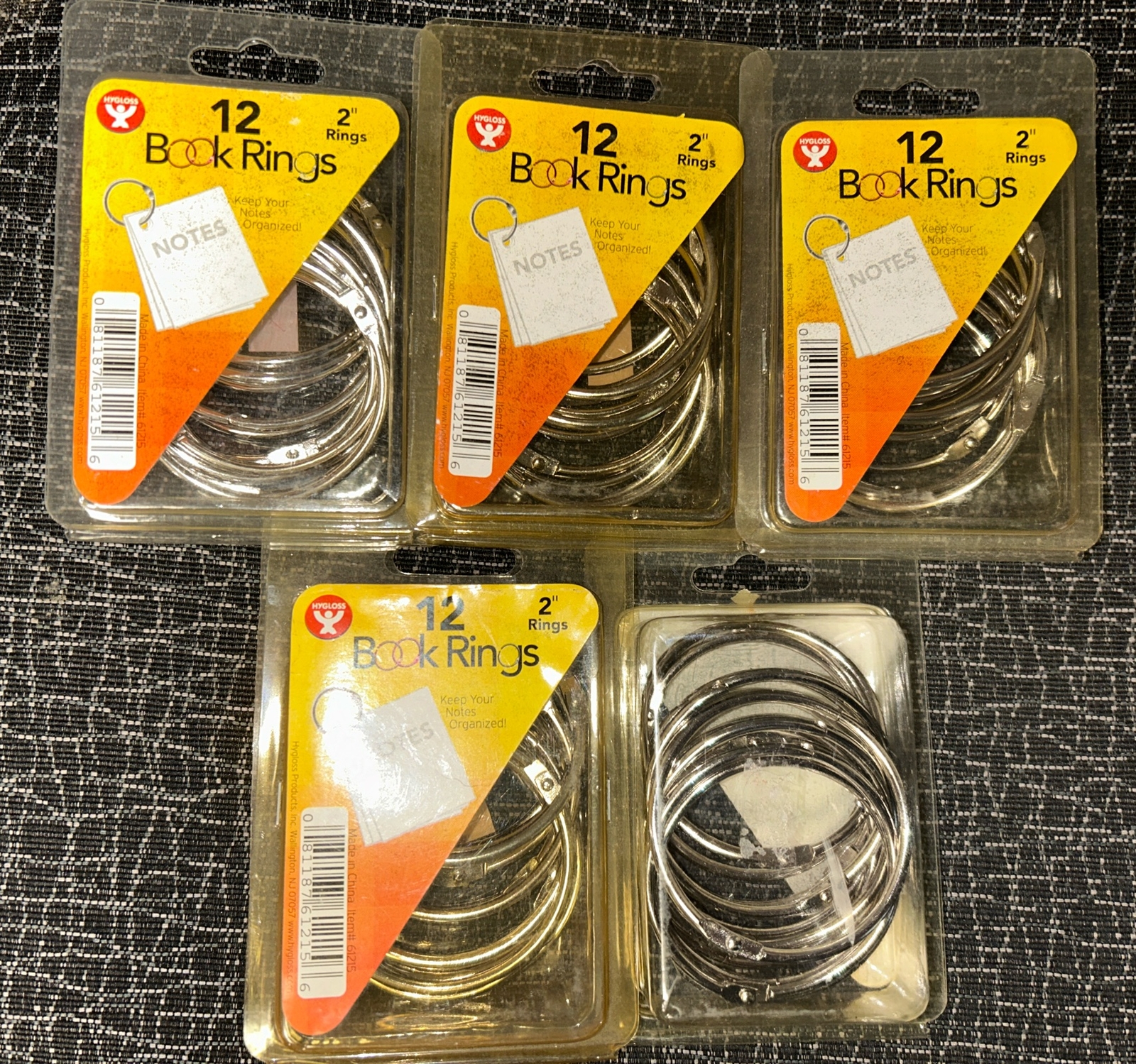 Hygloss Book Rings 2" Steel Metal Binder Rings, 5 Packs of 12=60 ea ...