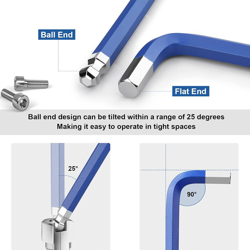 9/18pcs Hex Key Allen Wrench Set Color Coded Metric Ball End Torx Star ...